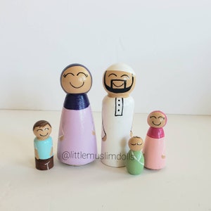 Custom Family Set Simple Streamlined Peg Doll Personalized Muslim Doll ...