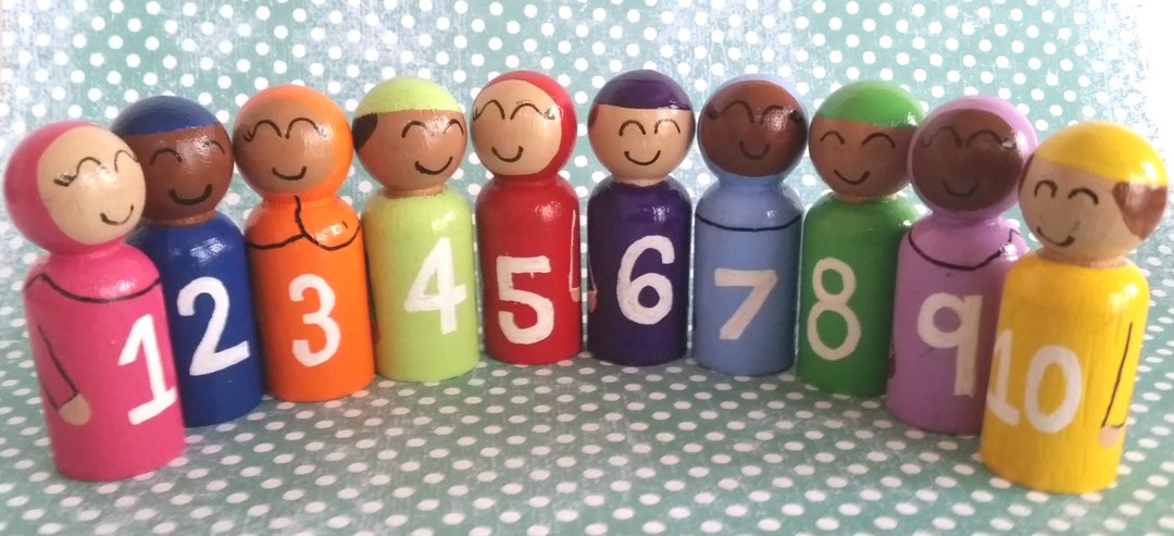 Counting Peg Dolls/math Numbers/numbers Sequence/rainbow Peg/wood Doll ...