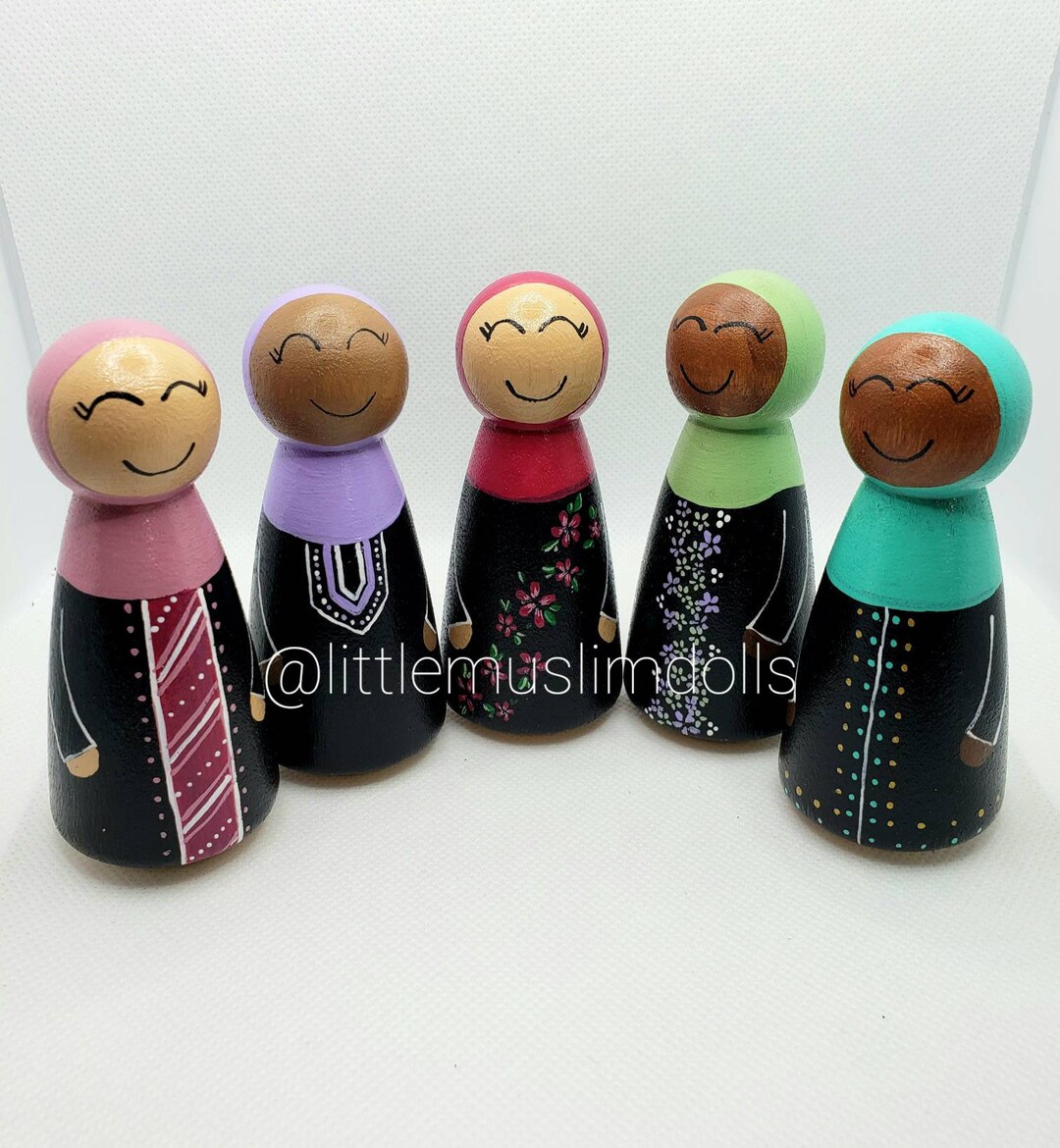 Muslim Doll / Wooden Peg Doll / Hand Painted Doll / Islamic Doll - Etsy