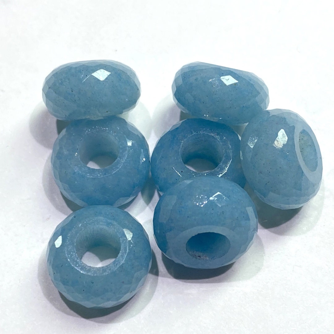 Natural Blue Quartz 5.50mm Large Hole Gemstone Beads 2pieces Huge 14mm ...