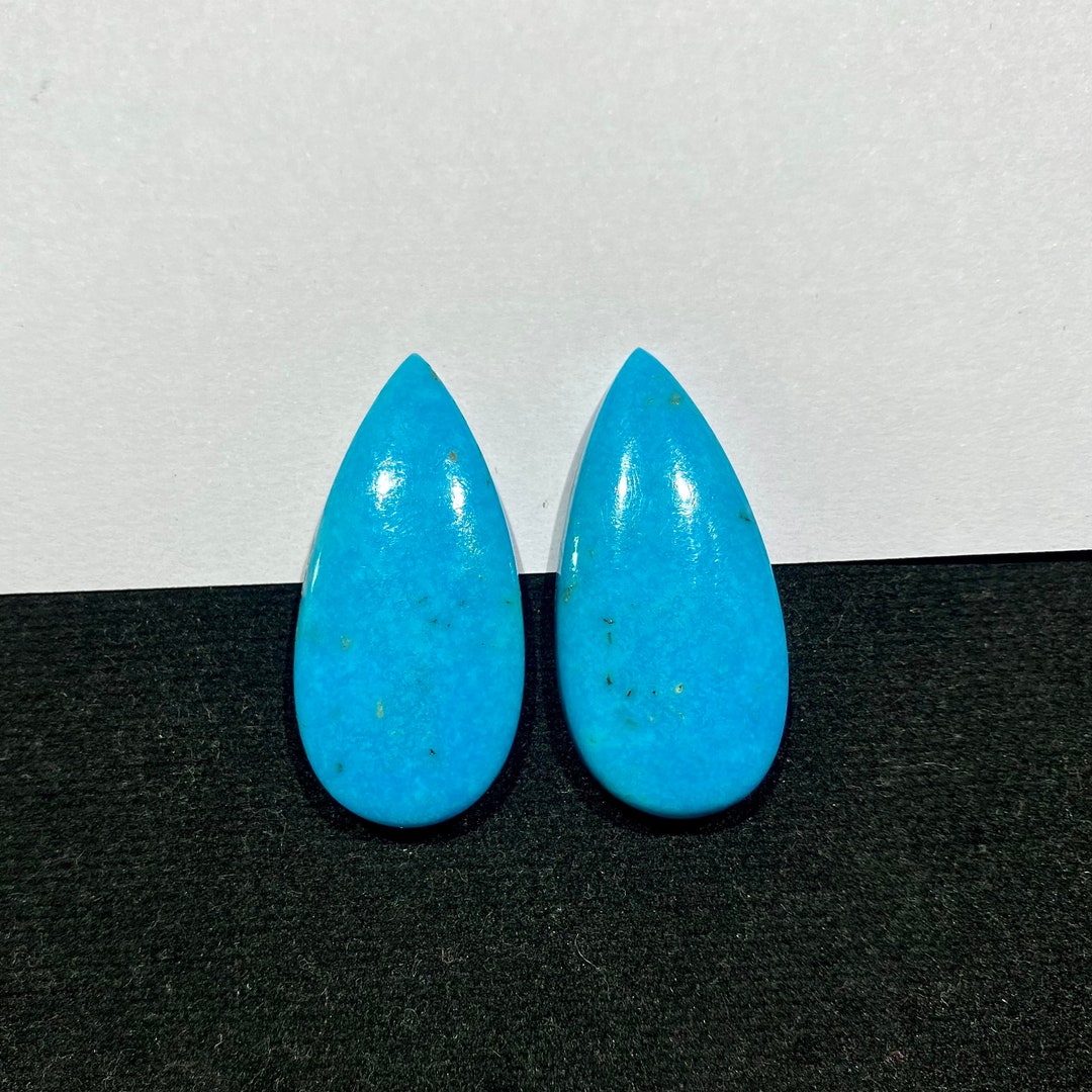 Natural Blue Turquoise Pear Cabochon, Size 35x17x6mm, 1pair Natural ...