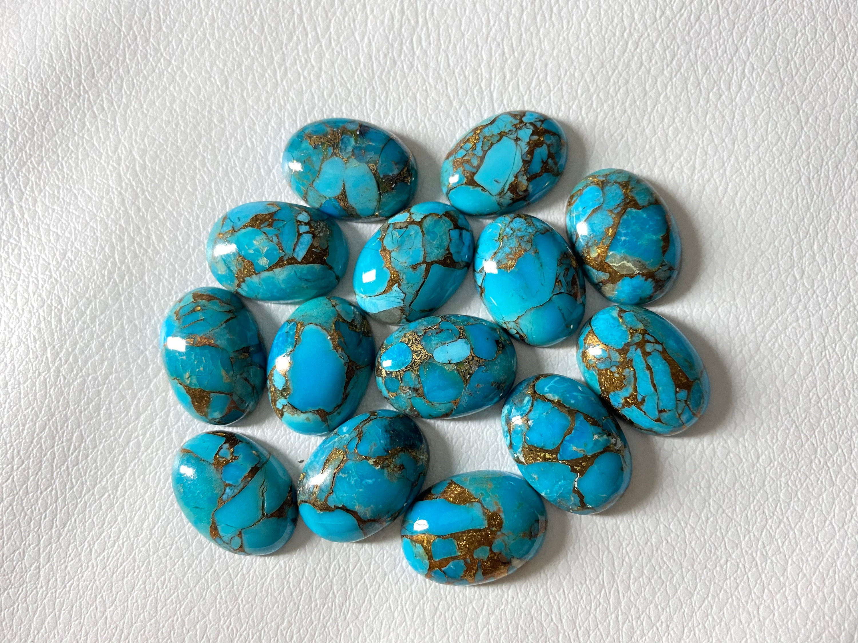 Natural Blue Copper Turquoise 14X10 Oval Cabochon Loose Gemstone Mohave ...