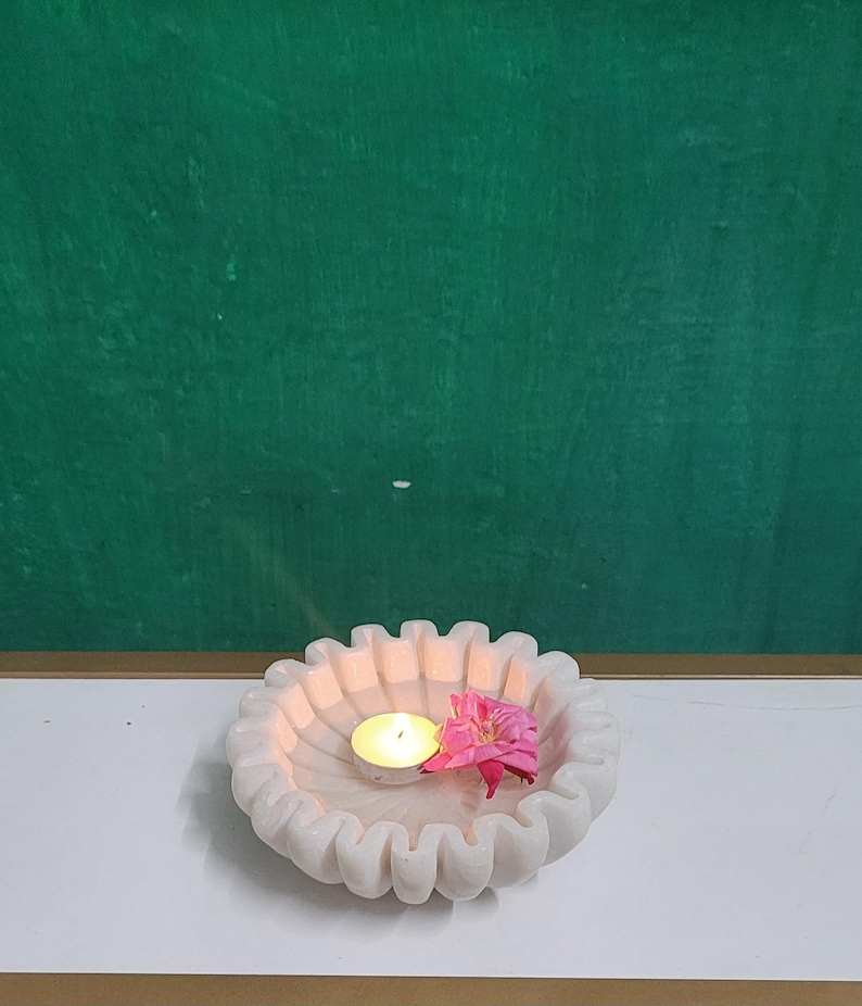 Decorative Marble Ruffle Bowl, Marble Fruit Bowl, Stone Urli, Scallop ...