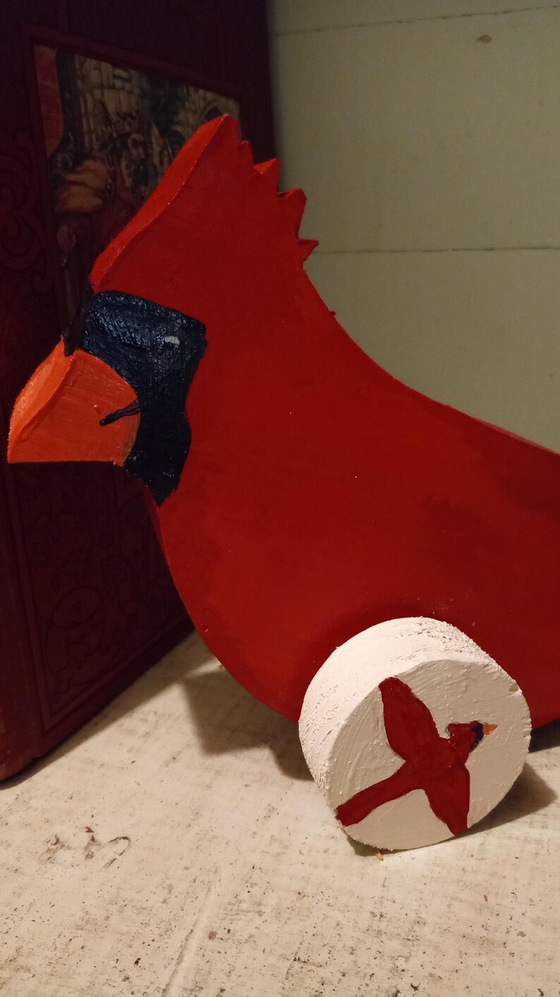 Push Toy Made From Wood, Cardinal, Red Bird - Etsy