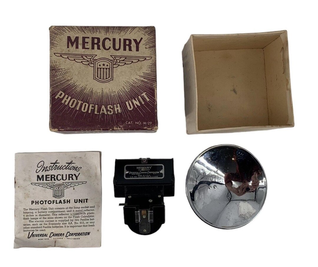 Vintage Mercury Photo Flash Unit Original Box Universal Camera Corp ...