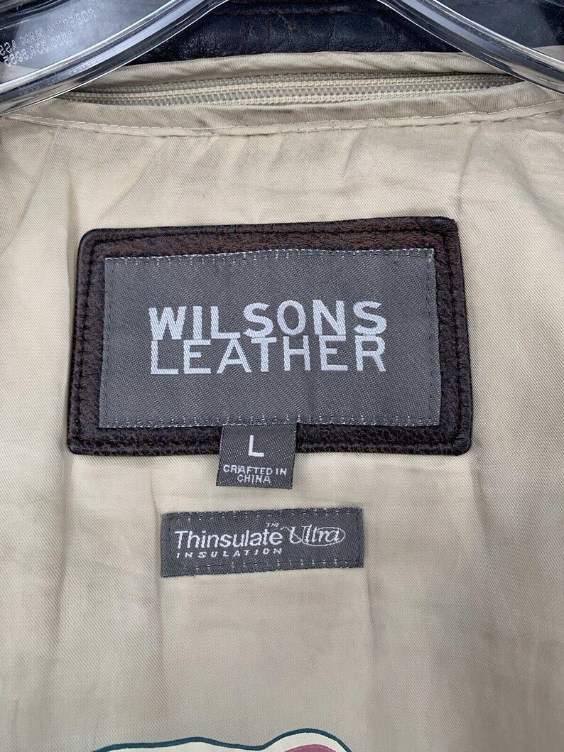 Vintage Aviator Leather Bomber Jacket Mens Brown Large USA Wilsons Land ...