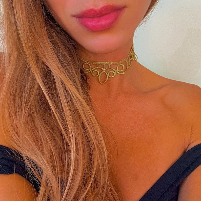Golden Swirl Lace Choker - Etsy