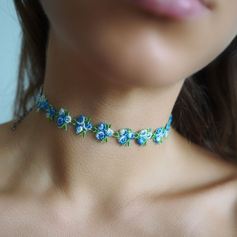 Embroidered Choker - Etsy