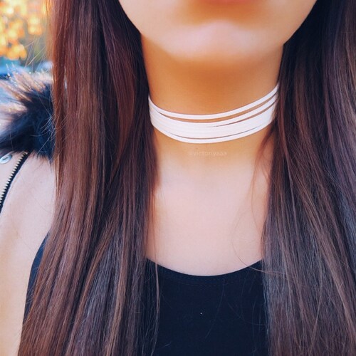 Edgy Double Layered Black Choker Necklace Silver Teardrop - Etsy