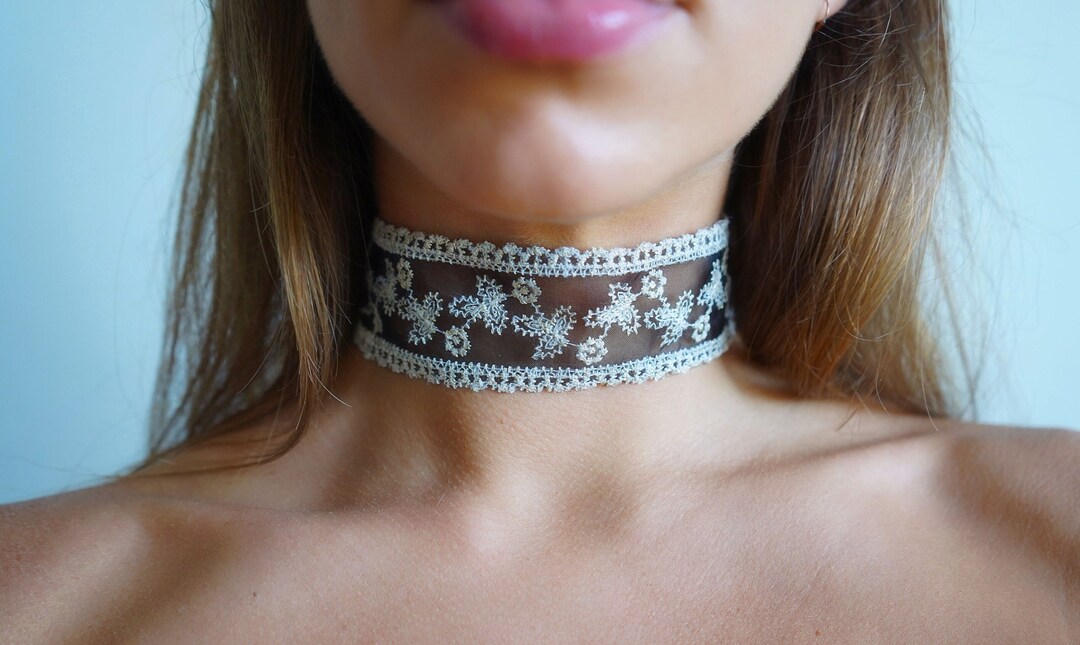 Embroidered Lace Choker - Etsy