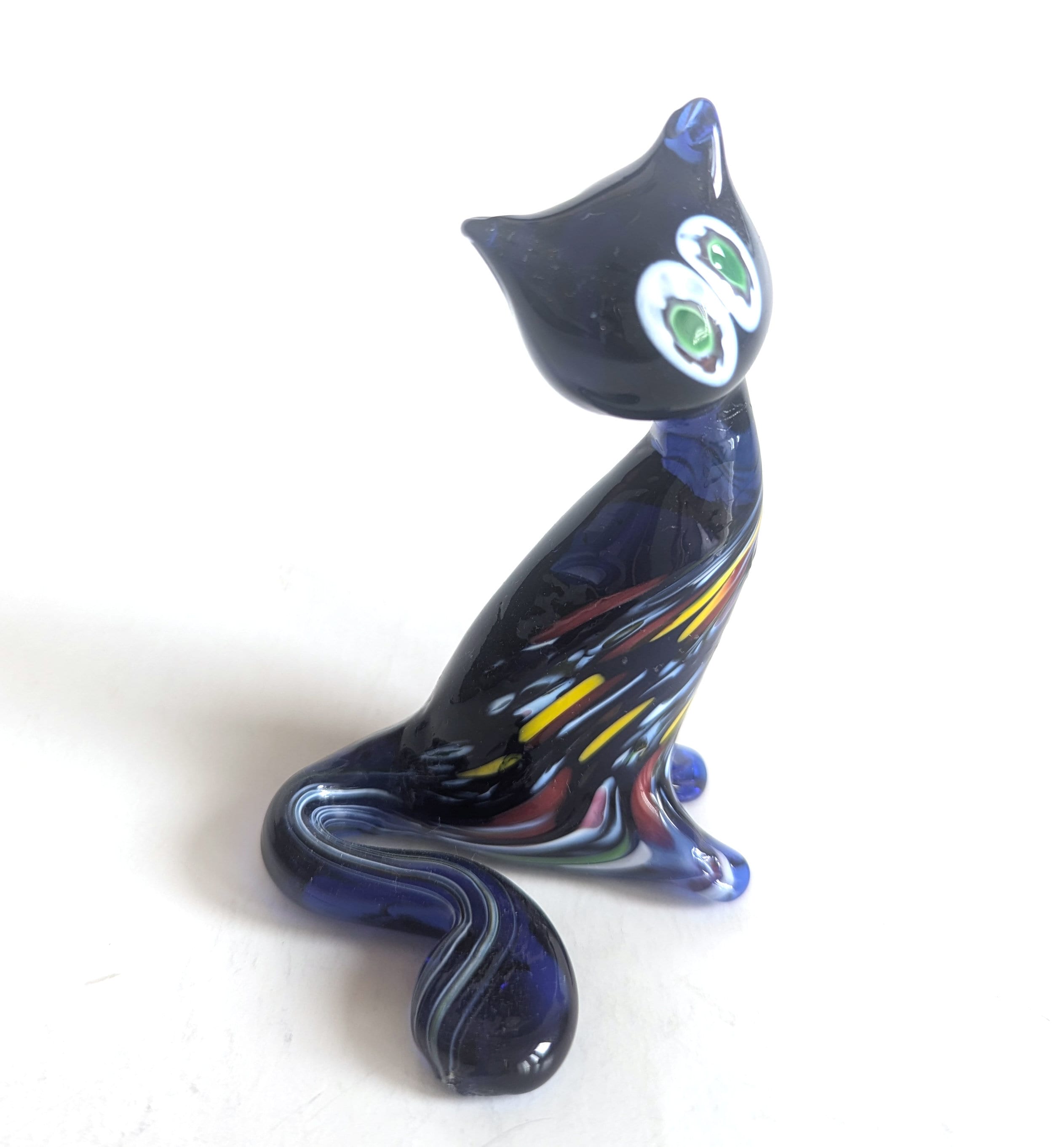 Vintage Cobalt Blue Art Glass Cat Figurine - Etsy