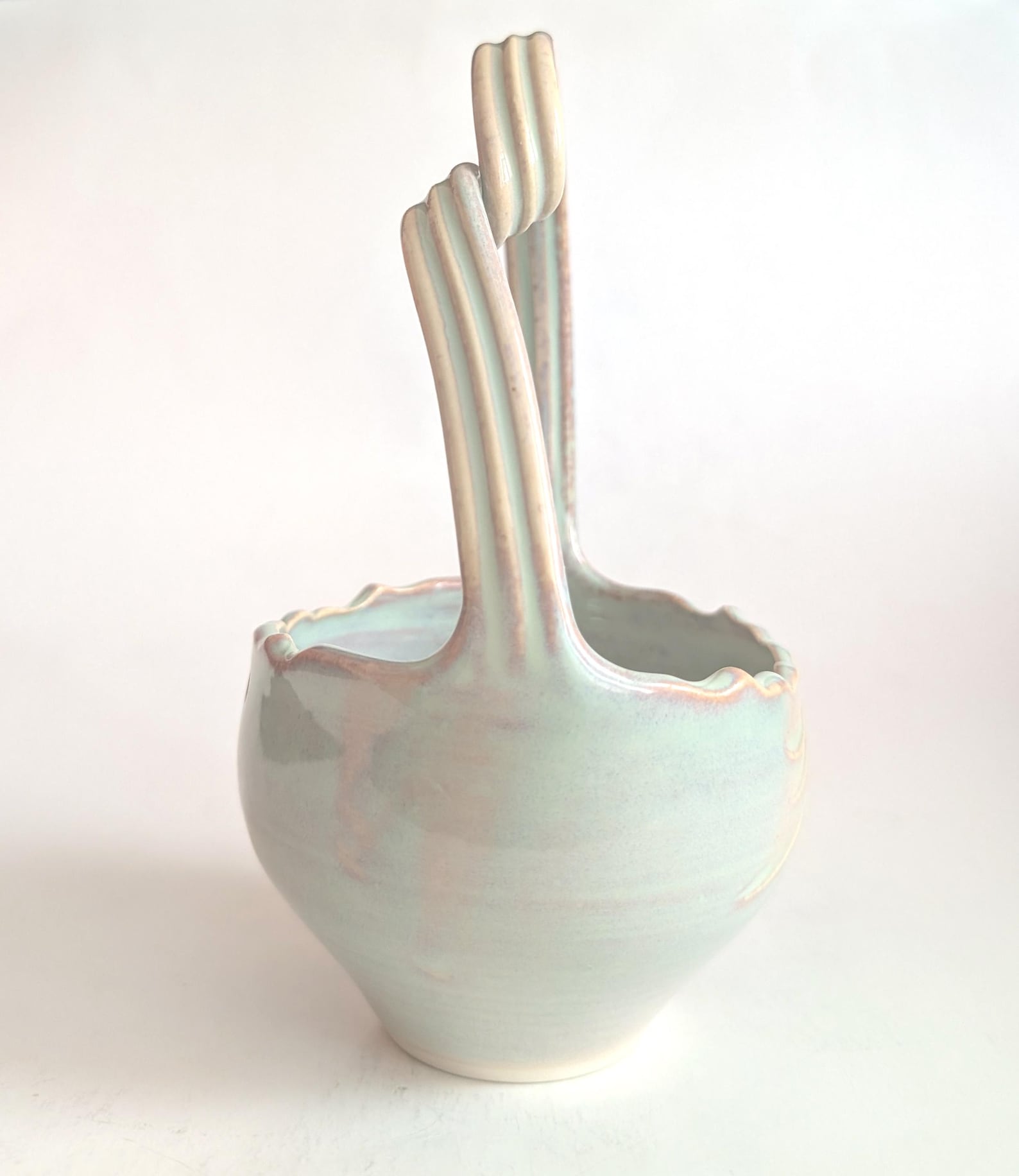 Vintage Hanne Lawrence Studio Art Pottery Pastel Glaze Ceramic Basket ...