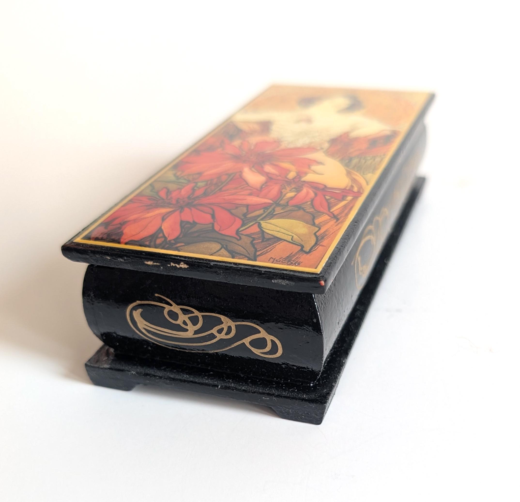 Vintage Alphonse Mucha “ruby” Art Nouveau Allegorical Painting Black ...