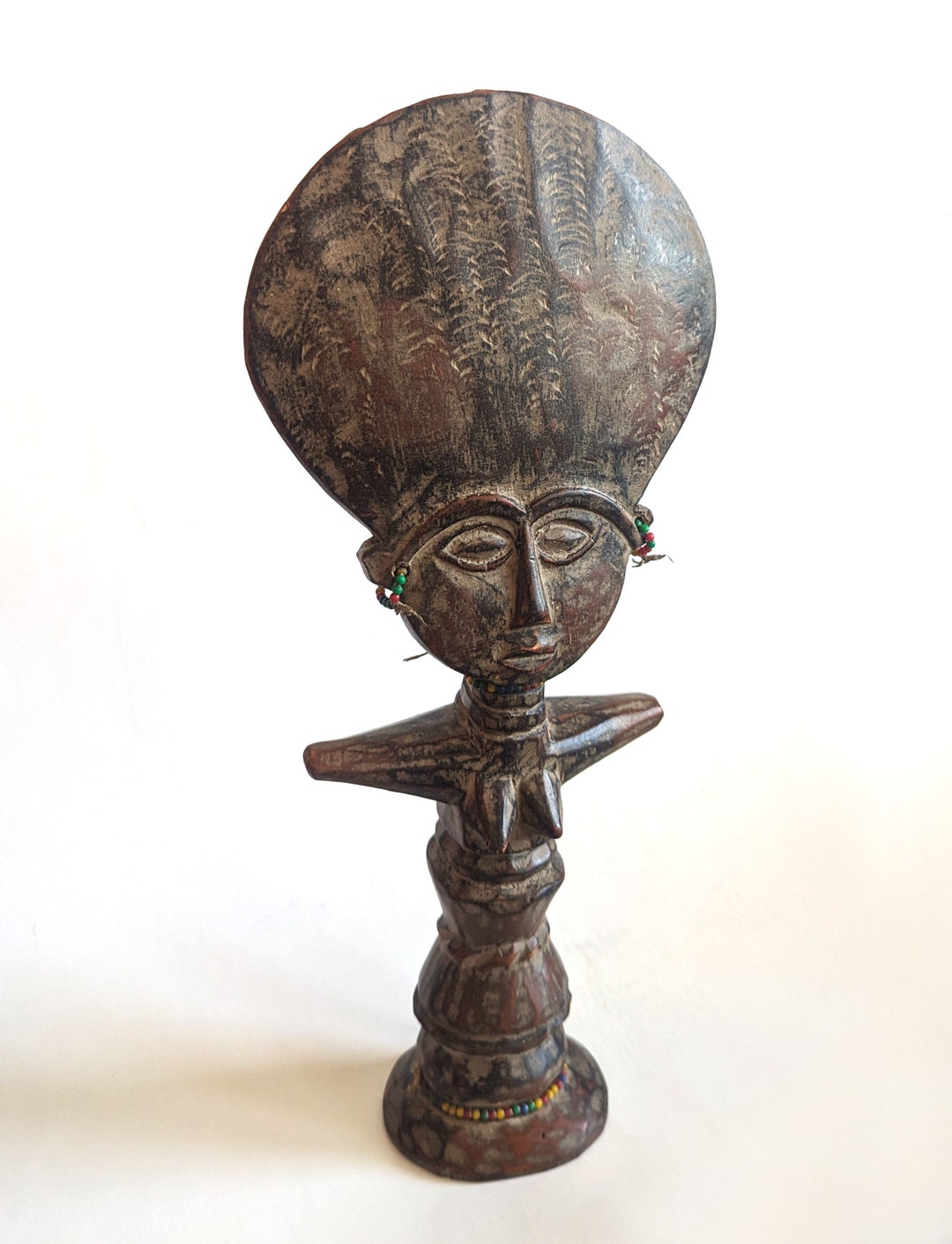 Vintage Ethnic African Art Tribal Akua'ba Ashanti Hand Carved Wooden ...