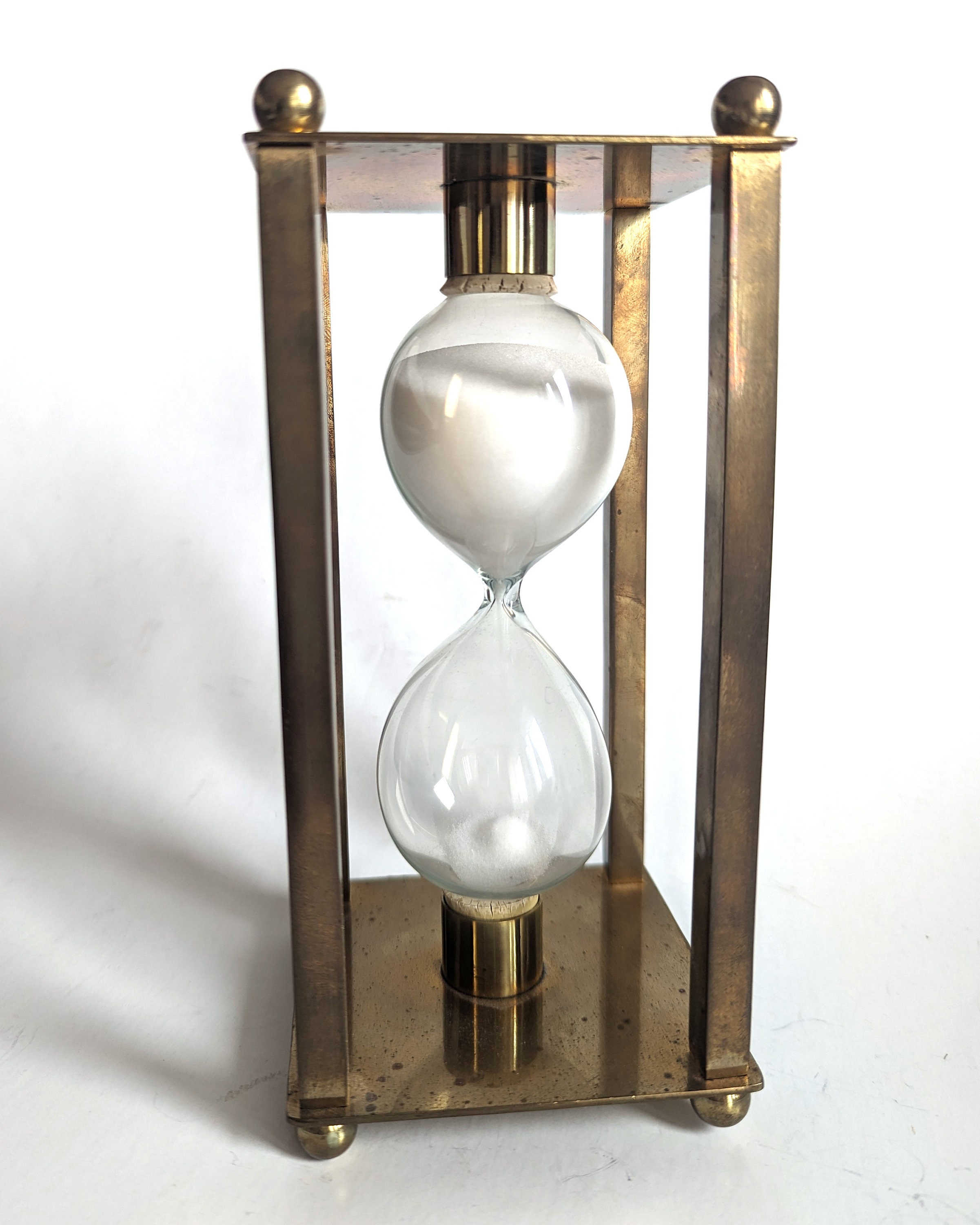 Vintage Brass Glass Sand Clock 12 Minutes Timer Collectible Hourglass ...
