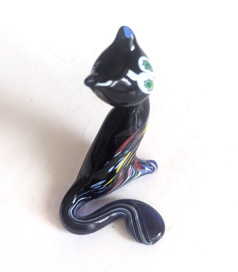 Vintage Cobalt Blue Art Glass Cat Figurine - Etsy