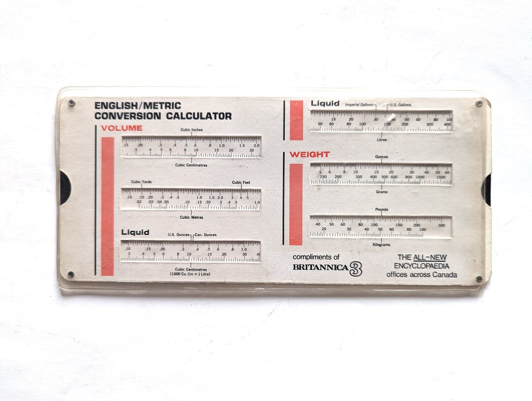 Vintage English/metric Conversion Calculator USA - Etsy