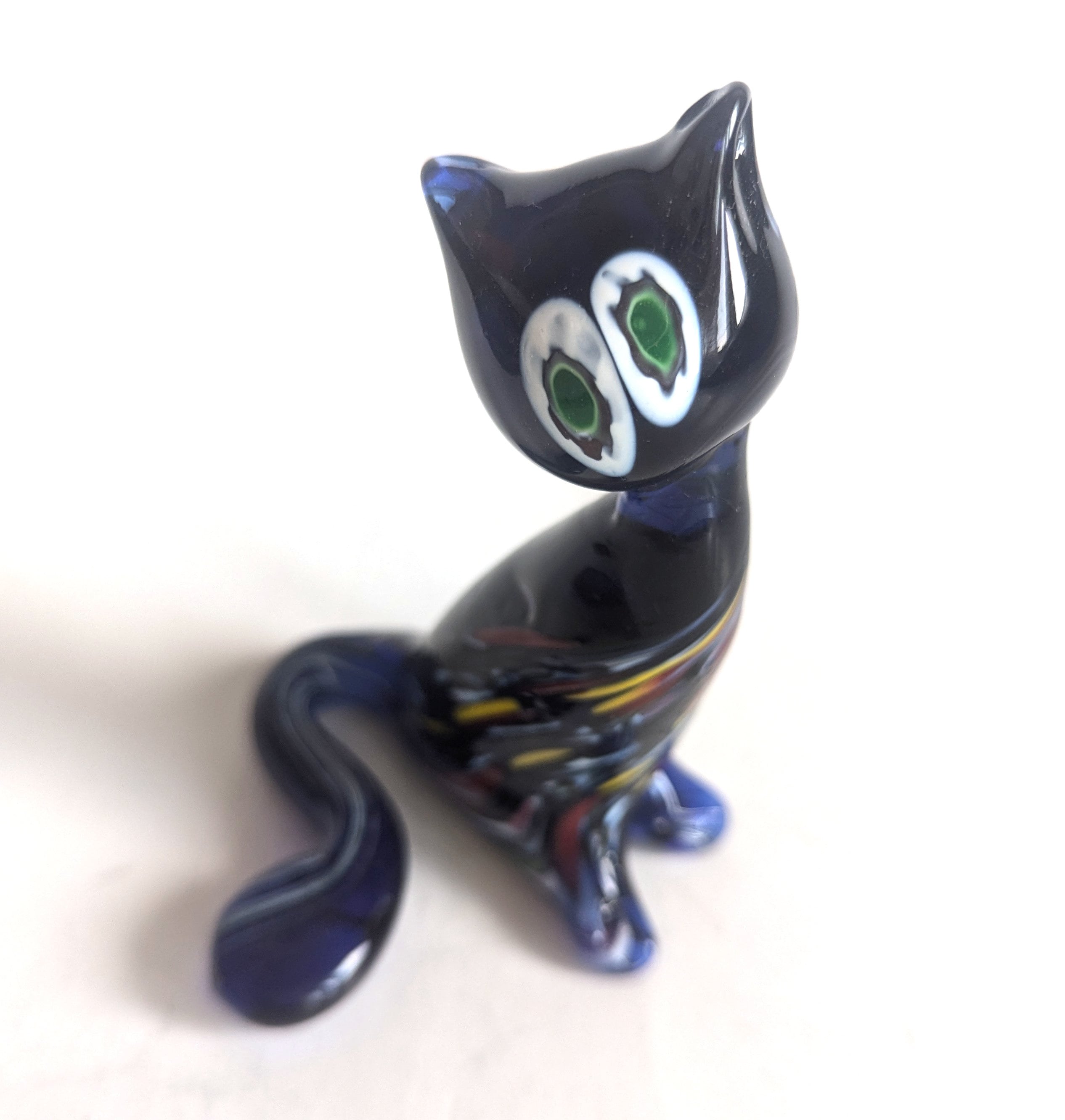 Vintage Cobalt Blue Art Glass Cat Figurine - Etsy