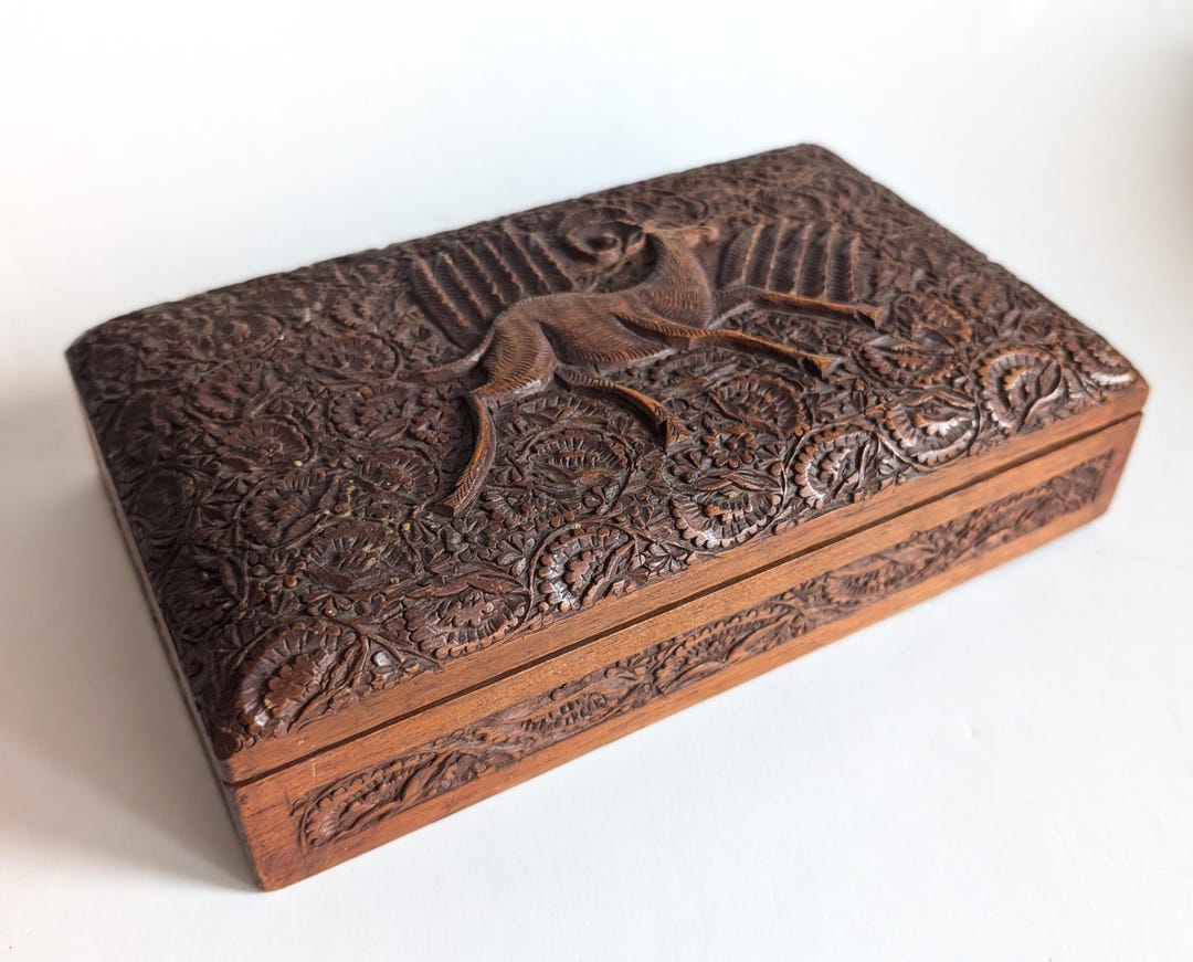 Vintage Hand Carved Wooden 2 Compartment Cigar Box India - Etsy