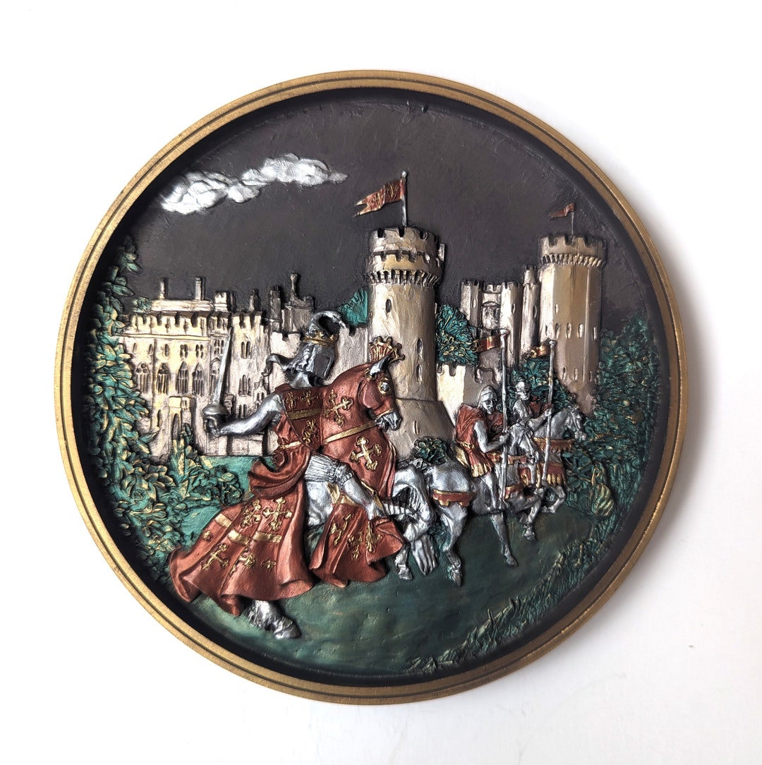 Vintage Marcus Replicas Hand Made Wall Plaque Medieval Castle Scene ...