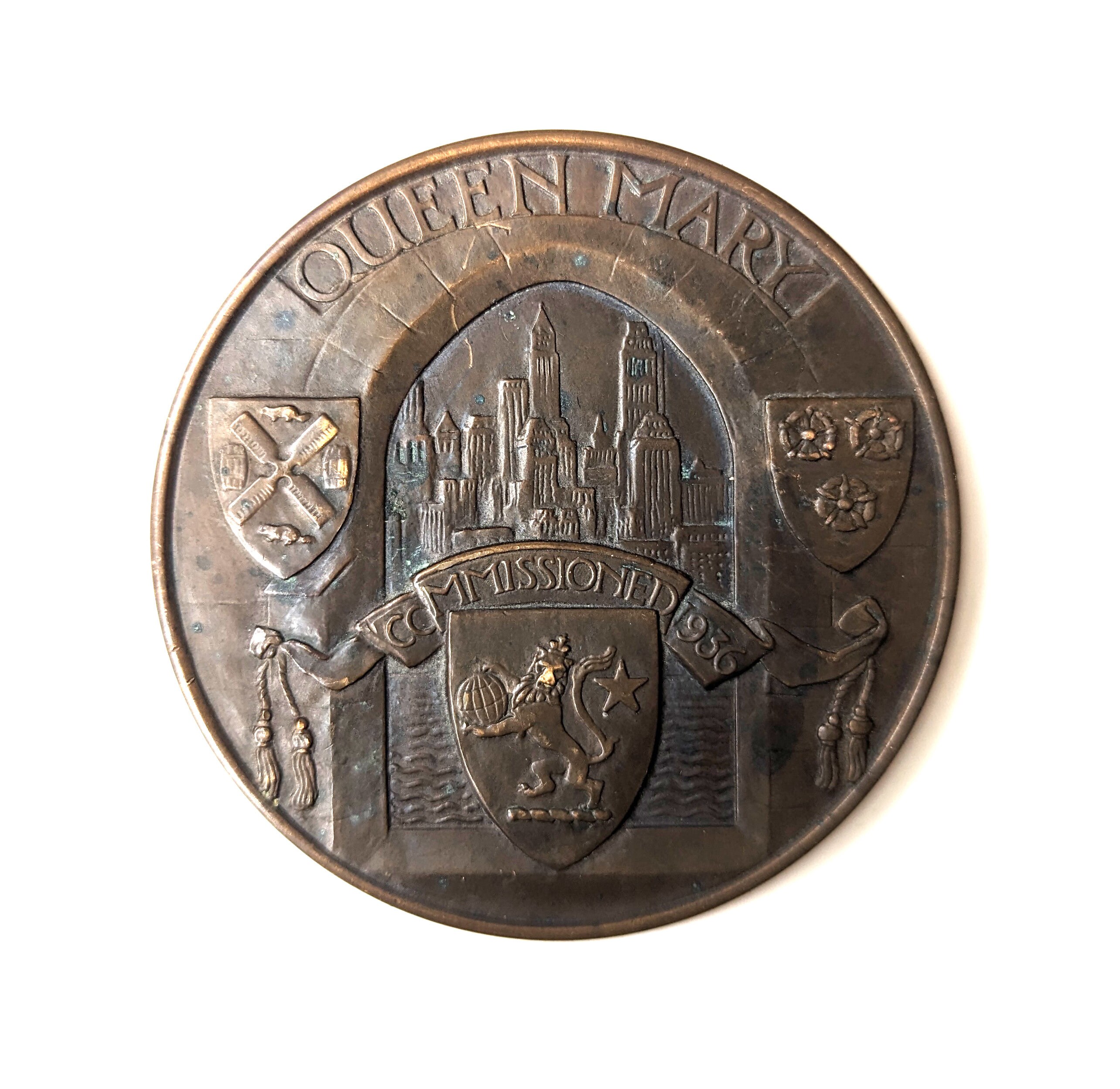 1936 Maiden Voyage RMS Queen Mary Historical Bronze Medallion by ...