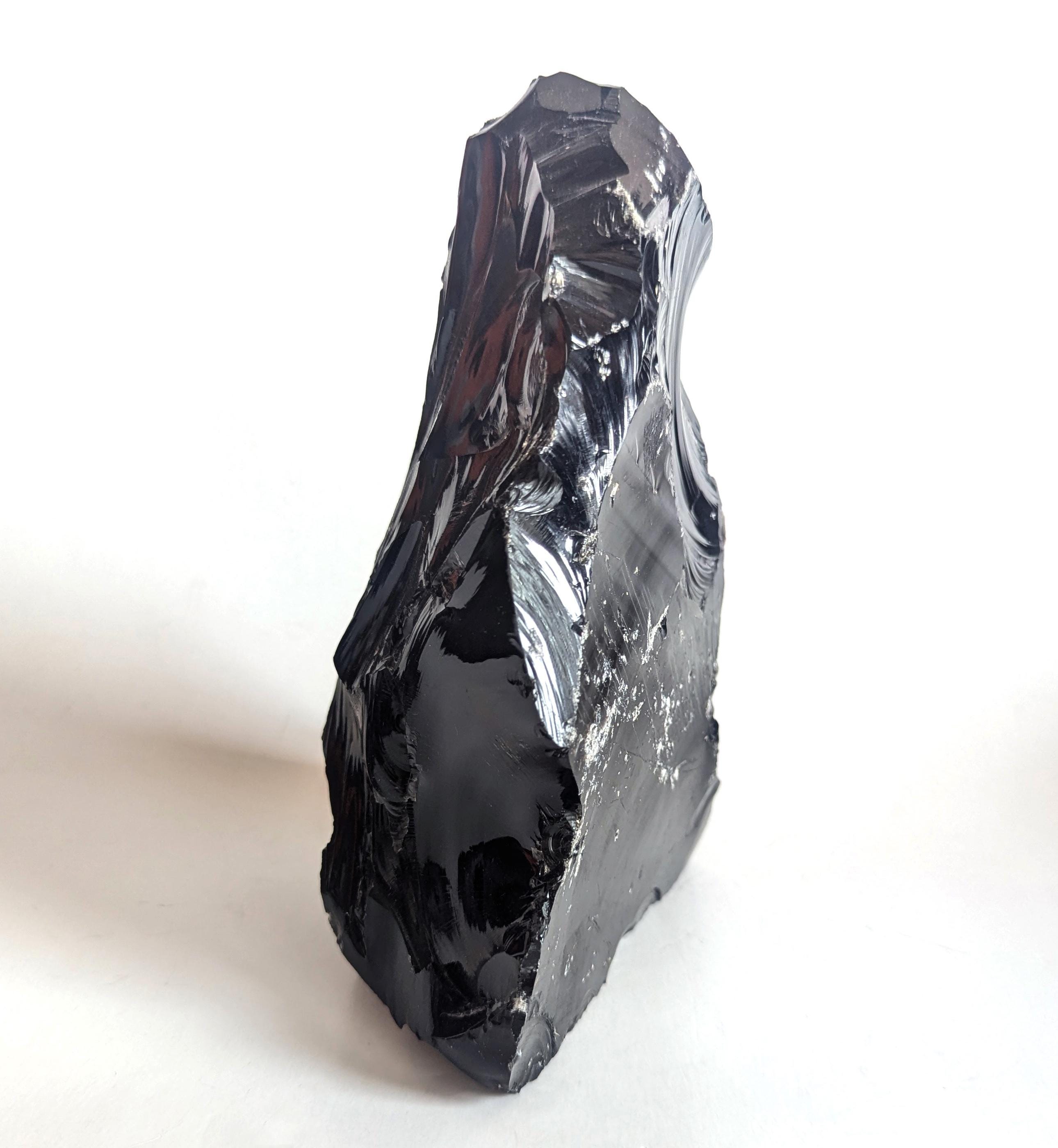 Obsidian Stone Black Boulder Rough Cut on Base Brazil - Etsy