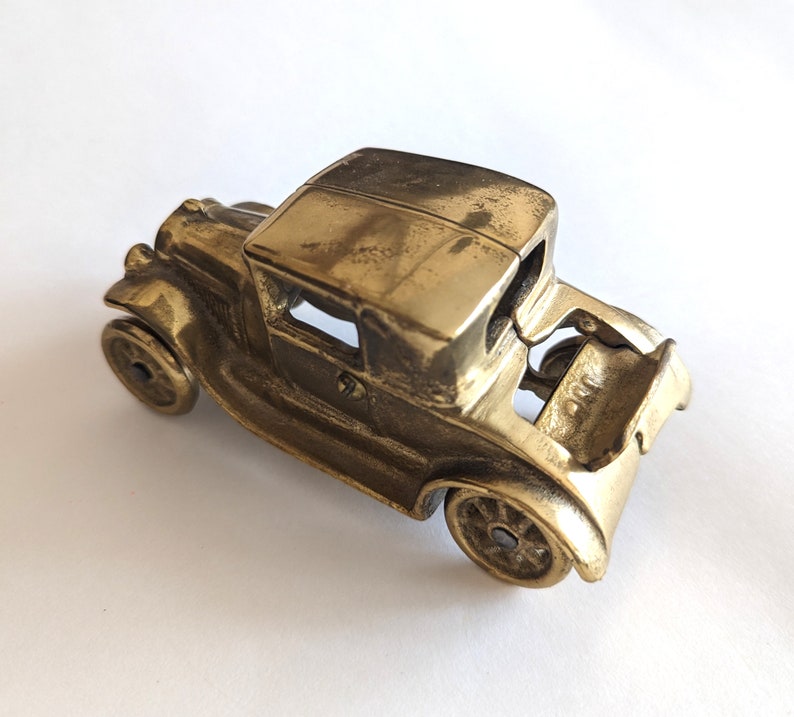 Vintage Solid Brass Car Paperweight Ford Model T Rolling - Etsy