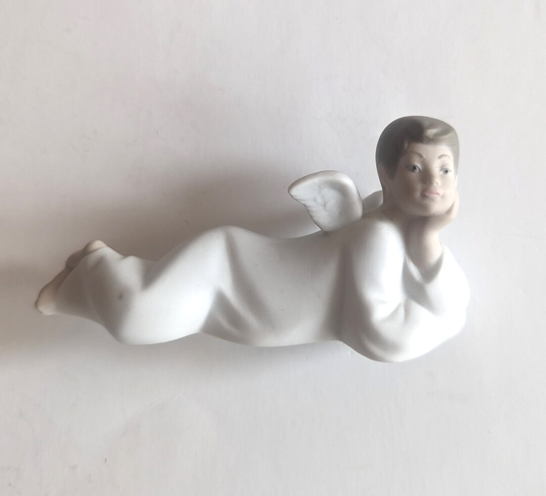 Lladro Bisque Porcelain Lying Boy Angel Figurine Spain - Etsy