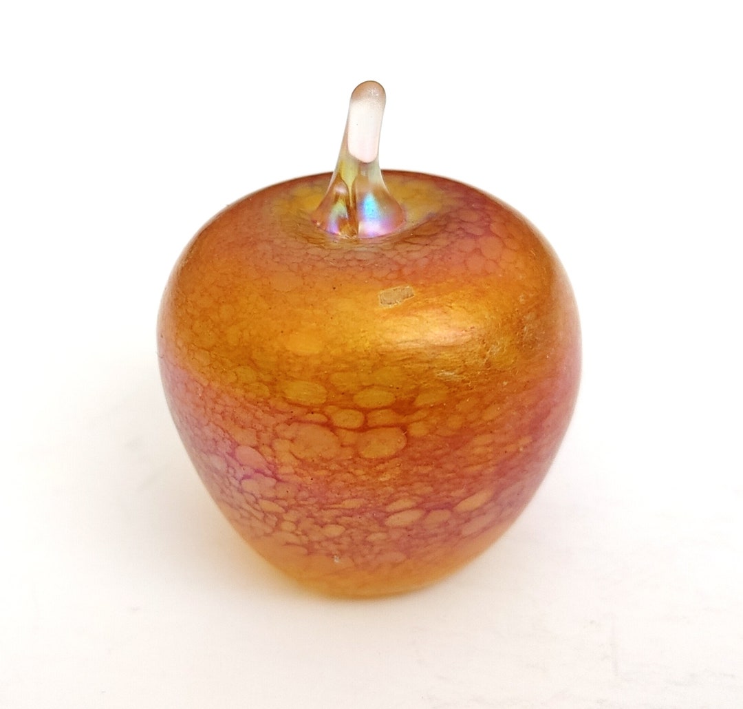 Vintage Iridescent Glasform by John Ditchfield Glass Apple Paperweight ...