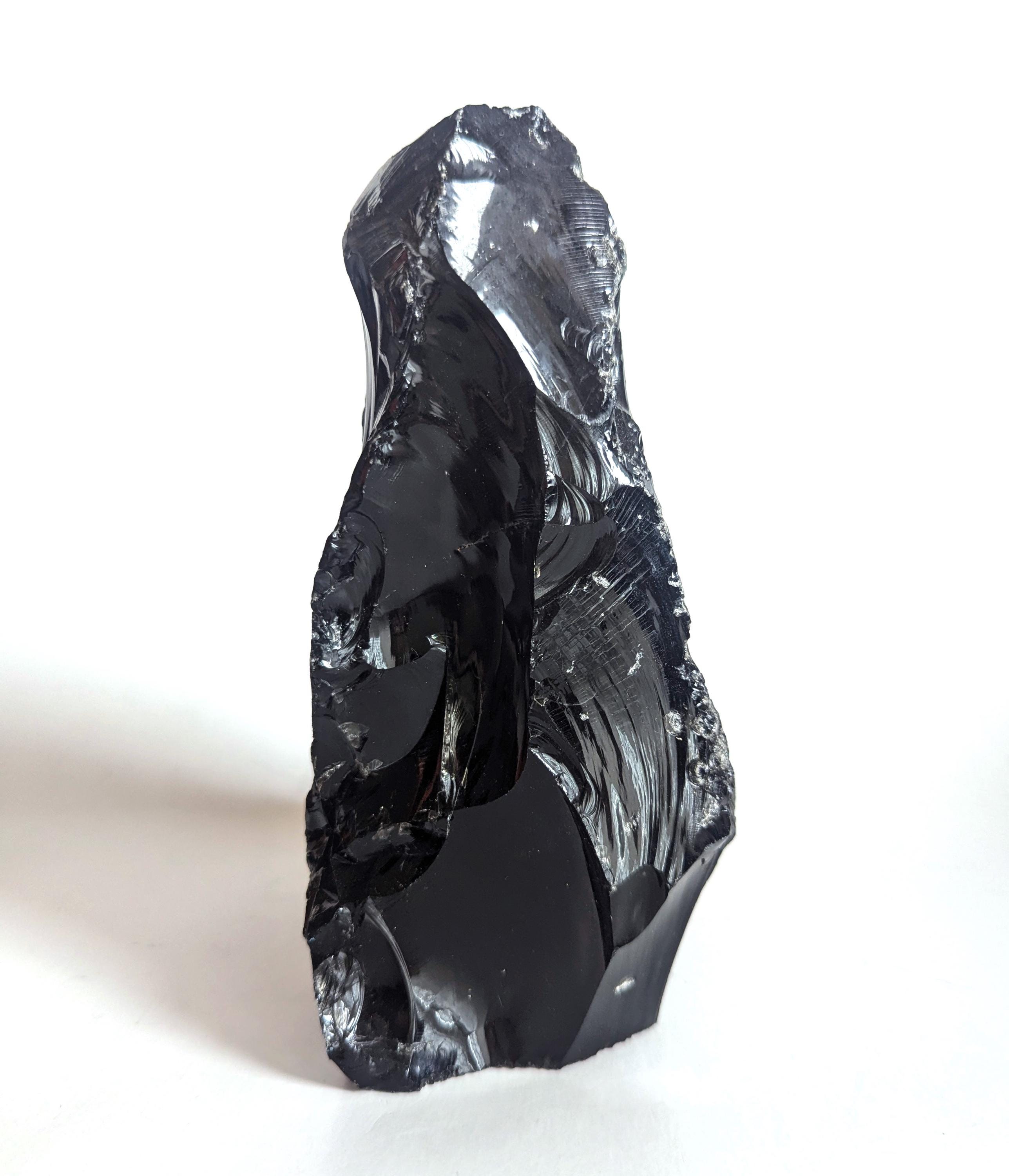 Obsidian Stone Black Boulder Rough Cut on Base Brazil - Etsy