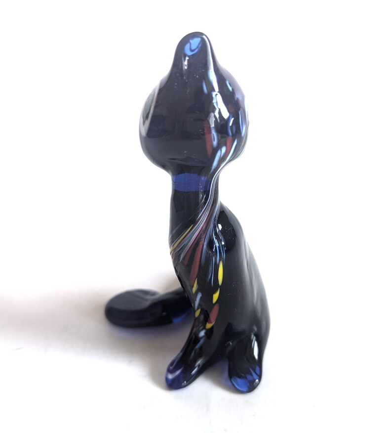 Vintage Cobalt Blue Art Glass Cat Figurine - Etsy