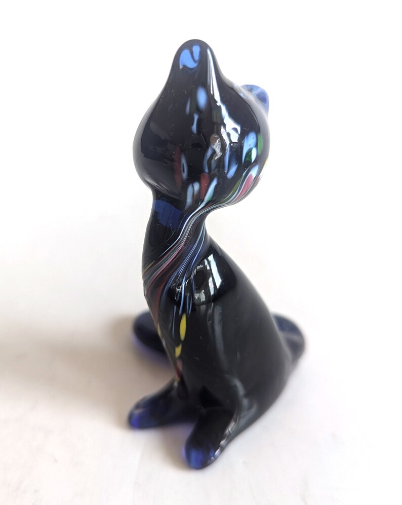 Vintage Cobalt Blue Art Glass Cat Figurine - Etsy
