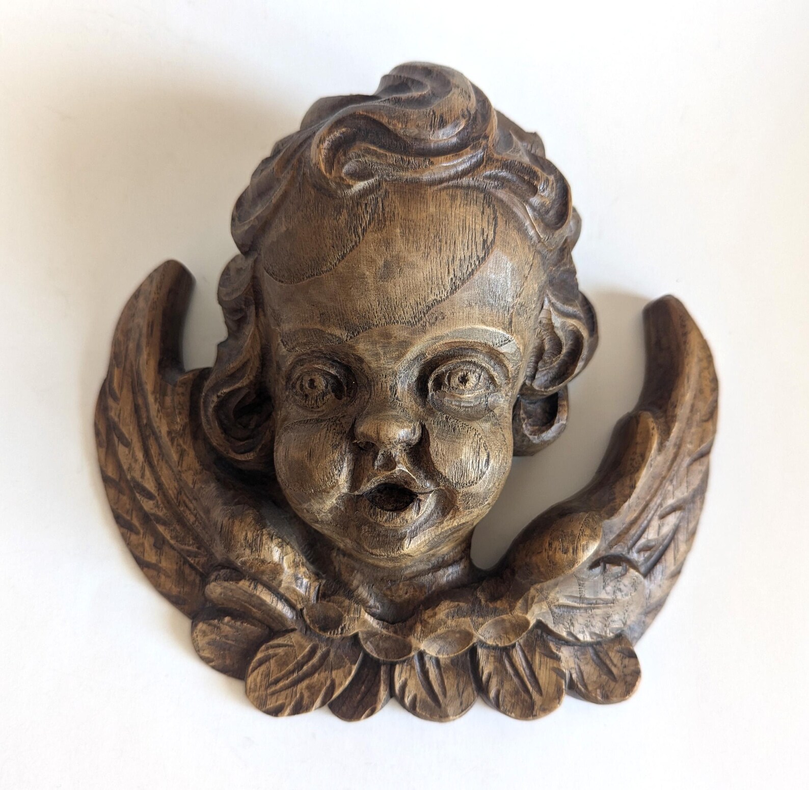 Vintage/antique Hand Curved Wooden Winged Cherub Head Wall Plaque - Etsy