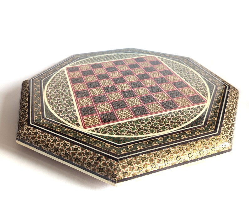 Vintage Persian Marquetry Khatam Art Micro Mosaic Wood Inlay Chess ...