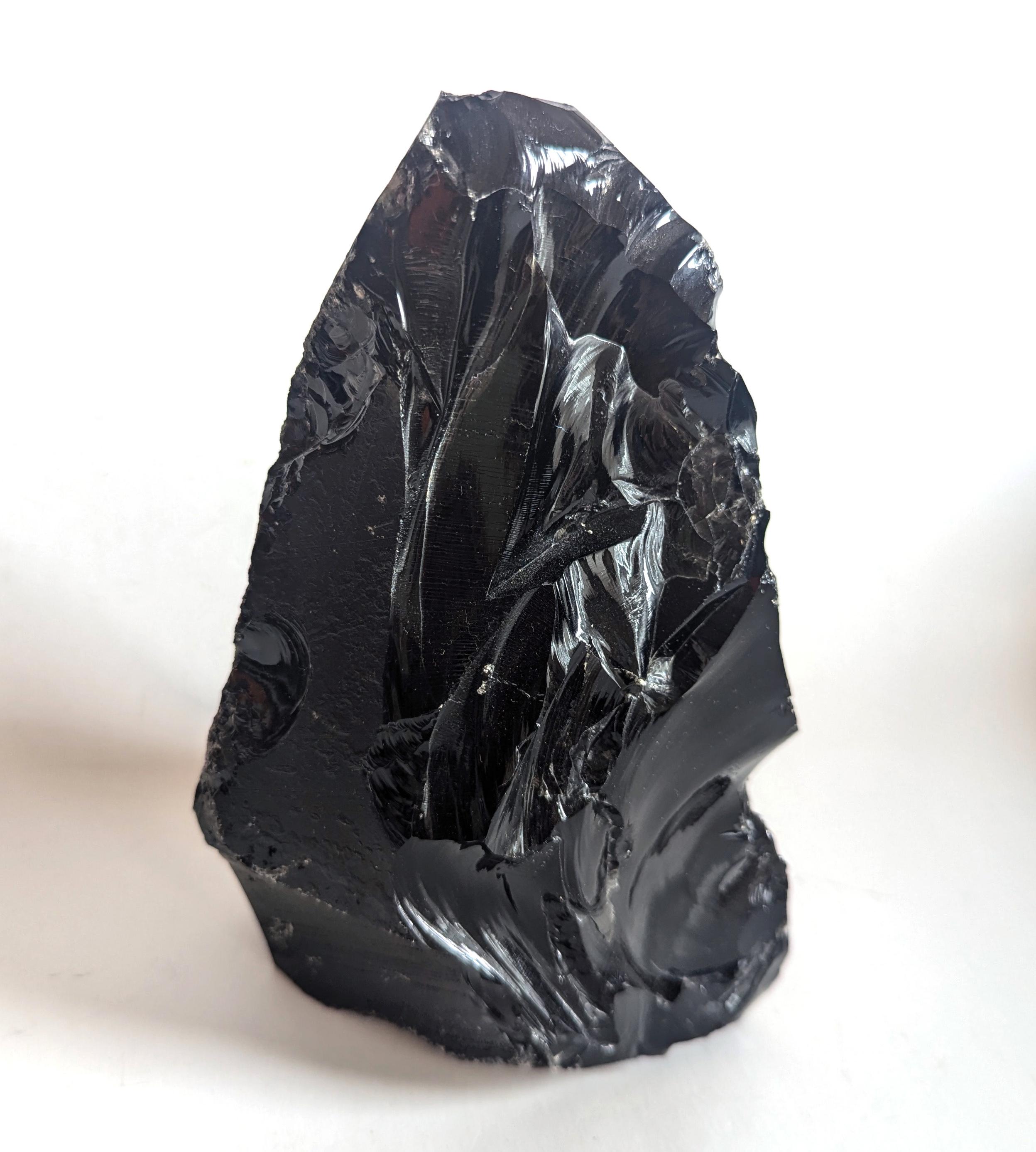 Obsidian Stone Black Boulder Rough Cut on Base Brazil - Etsy