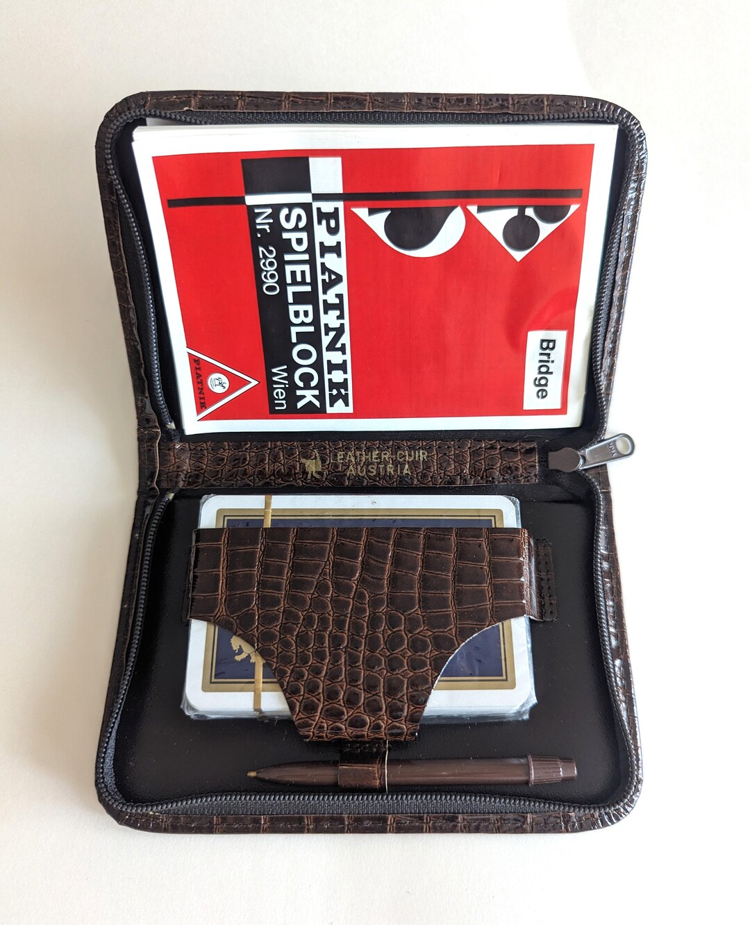 Vintage Piatnik Leather Case Bridge Set Austria - Etsy