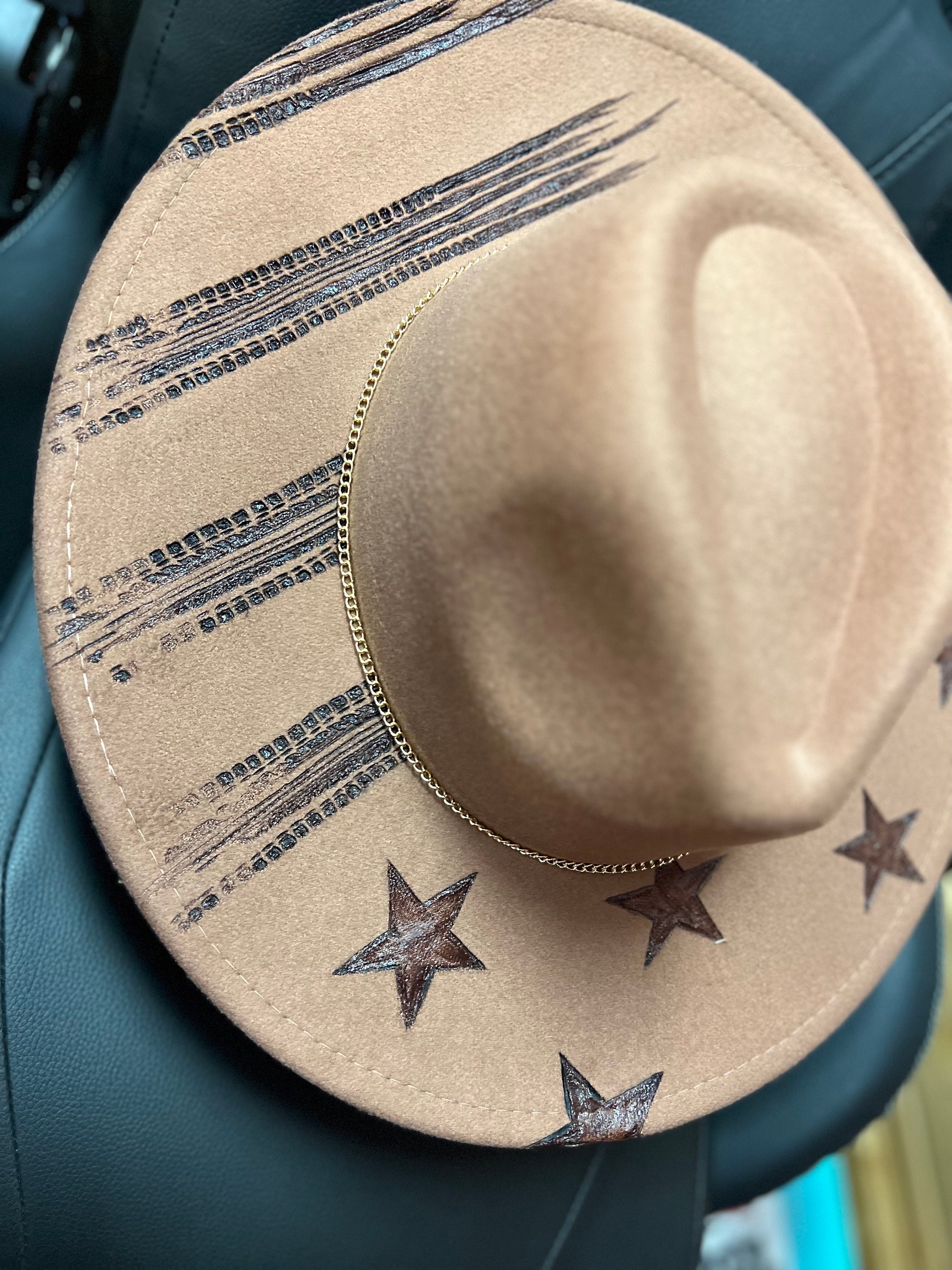Hand-burned Wide Brim Fedora. A Twist on the Typical Stars and Stripes ...