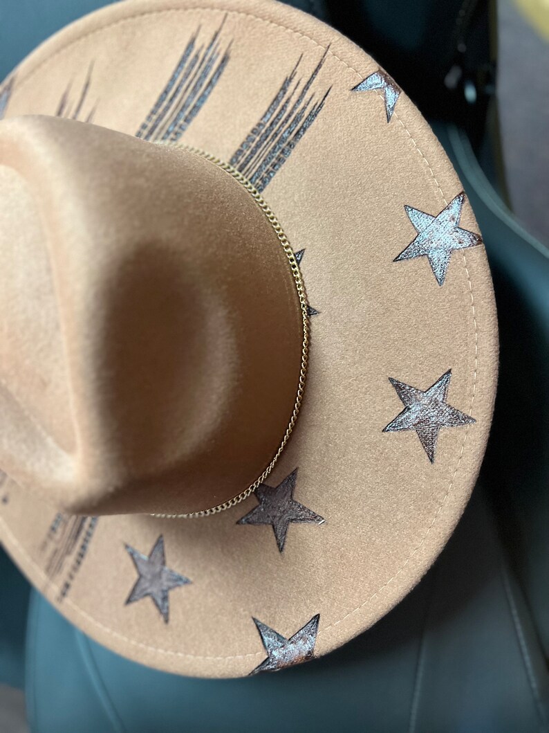 Hand-burned Wide Brim Fedora. A Twist on the Typical Stars and Stripes ...