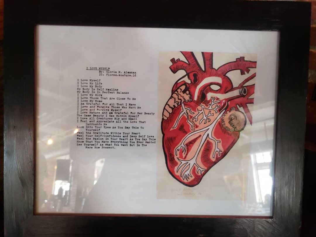 I Love Myself Poem With Anatomical Heart Drawing - Etsy