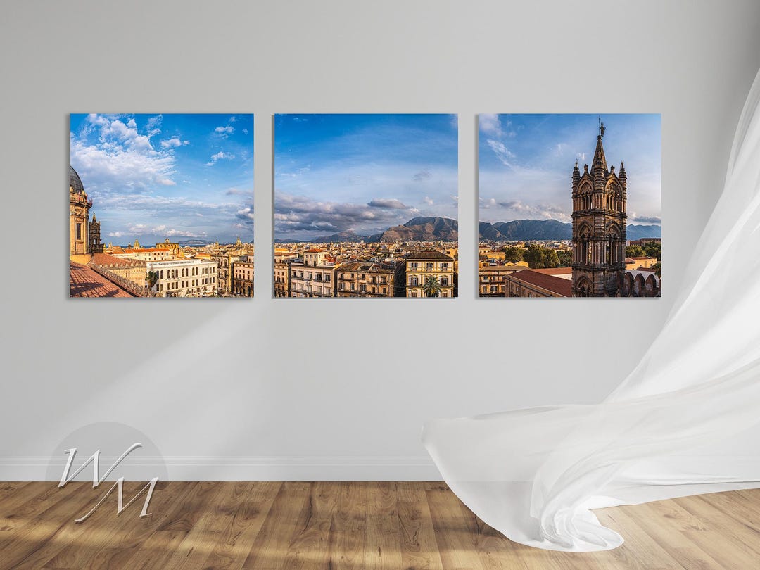 Palermo Skyline Panorama 3-print Set Palermo Cathedral Italian ...