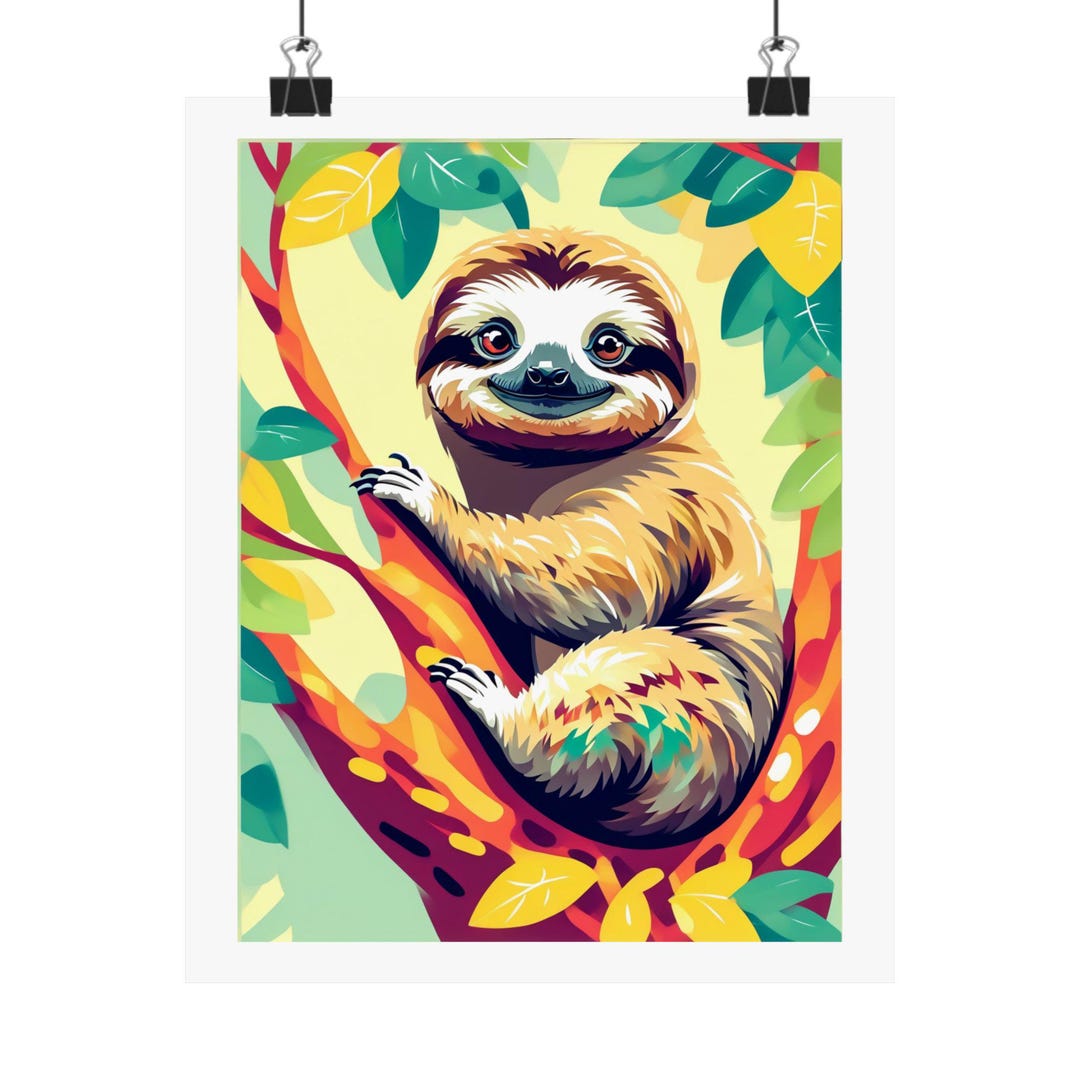 Sloth Nursery Poster, Matte Vertical Wall Art, Kids Room Decor, Baby ...