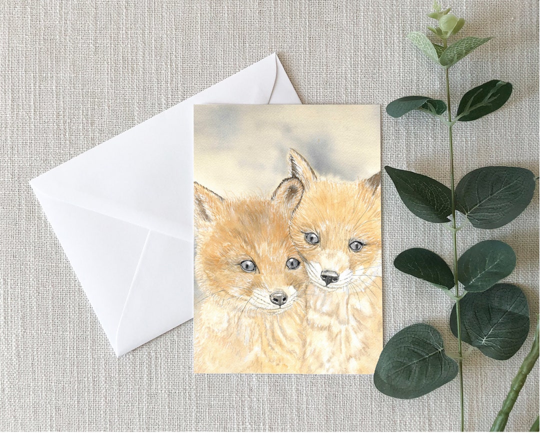 Snuggly Baby Foxes - Greeting Cards - Gifts - 4"x6" - Fox Card ...