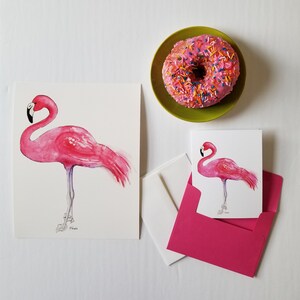 Pink Flamingo - Note Cards - 4"x6" - Individua Cardl - Greeting Card ...