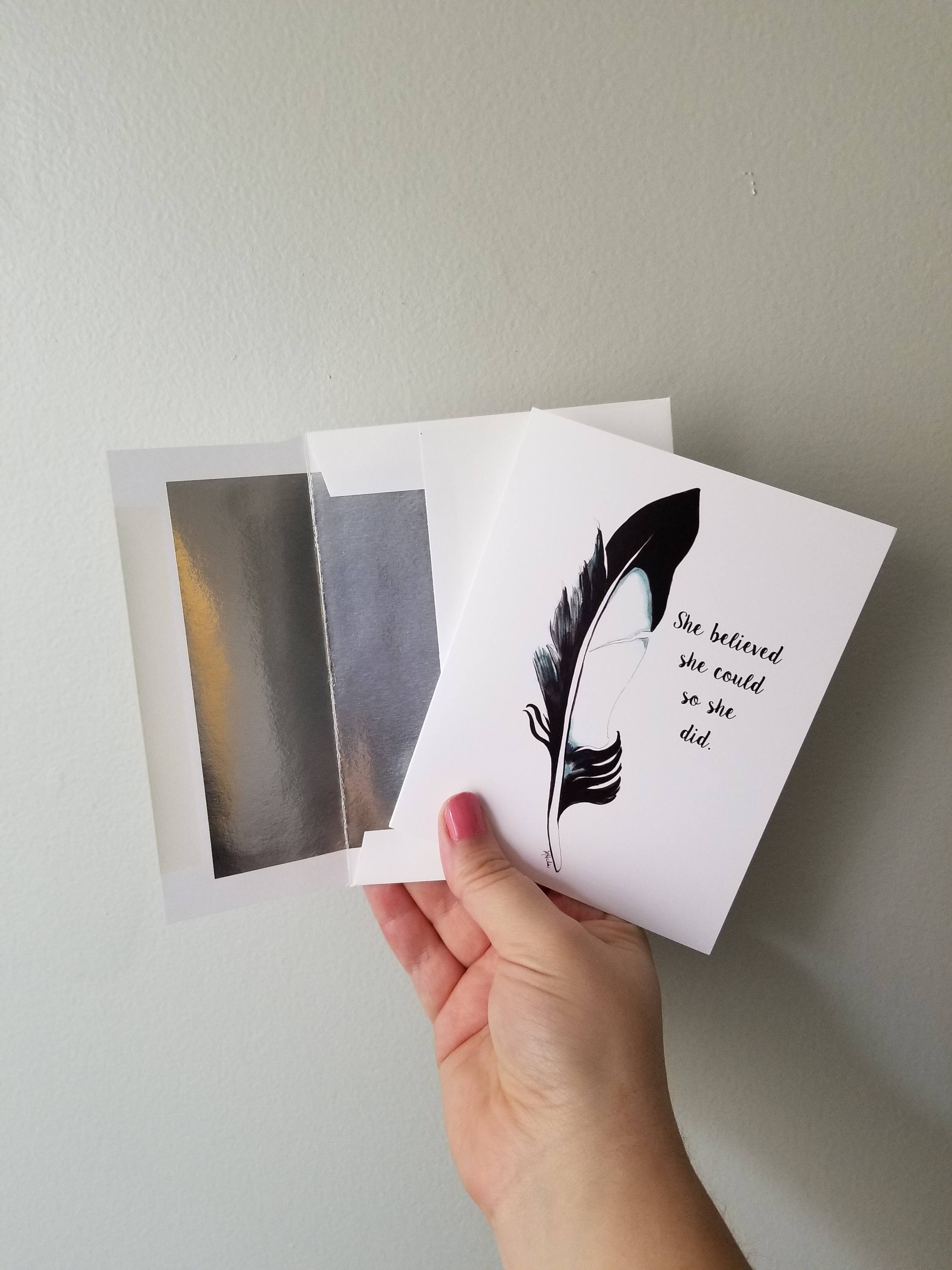 Magpie Feather Note Cards 4x6 Individual - Etsy Canada