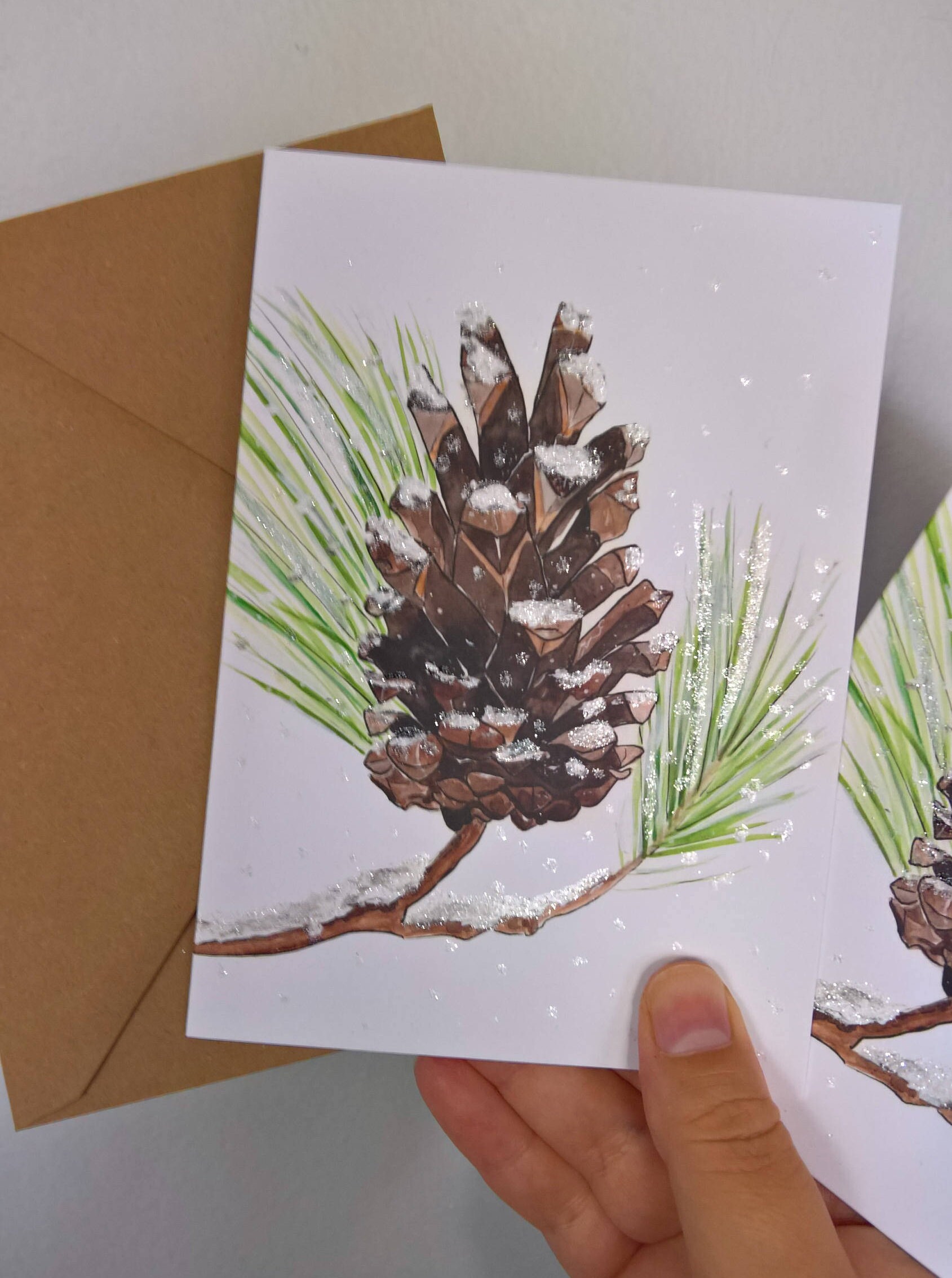 Snow Pine Cone 4 Pack - Cards - 4"x6" - Greeting Card Pack - Gifts ...
