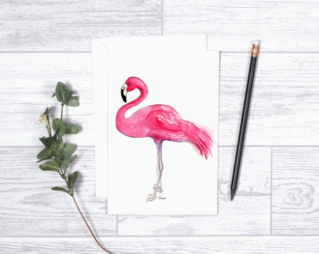Pink Flamingo - Note Cards - 4"x6" - Individua Cardl - Greeting Card ...