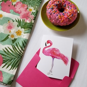 Pink Flamingo - Note Cards - 4"x6" - Individua Cardl - Greeting Card ...