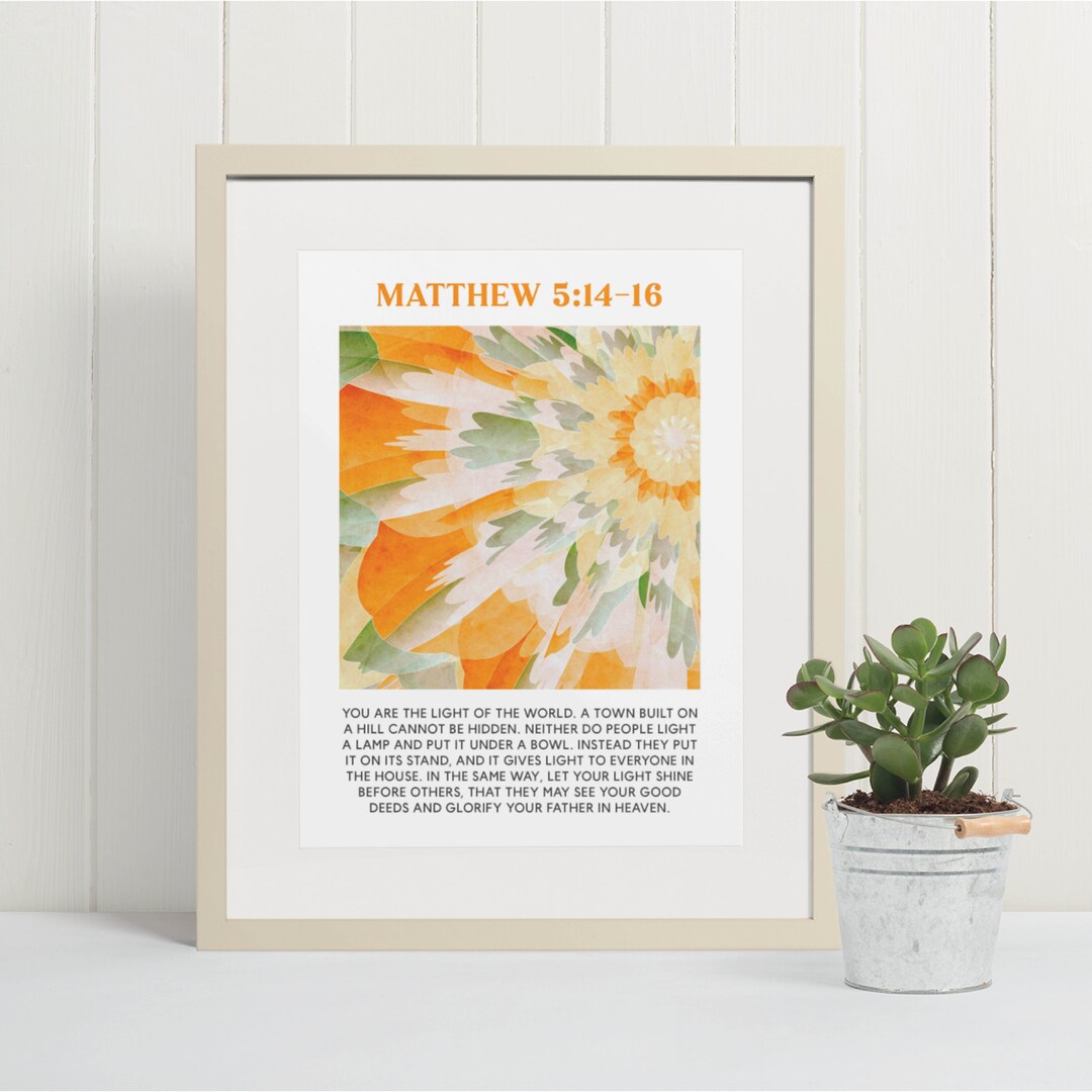 Matthew 5:14-16 Bible Verse Digital Print, Decor, Bible Art, Jesus Art ...