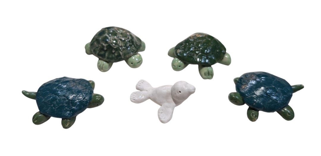 White Baby Seal, Turtle, Porcelain, Cute, Miniature, Gift Idea - Etsy