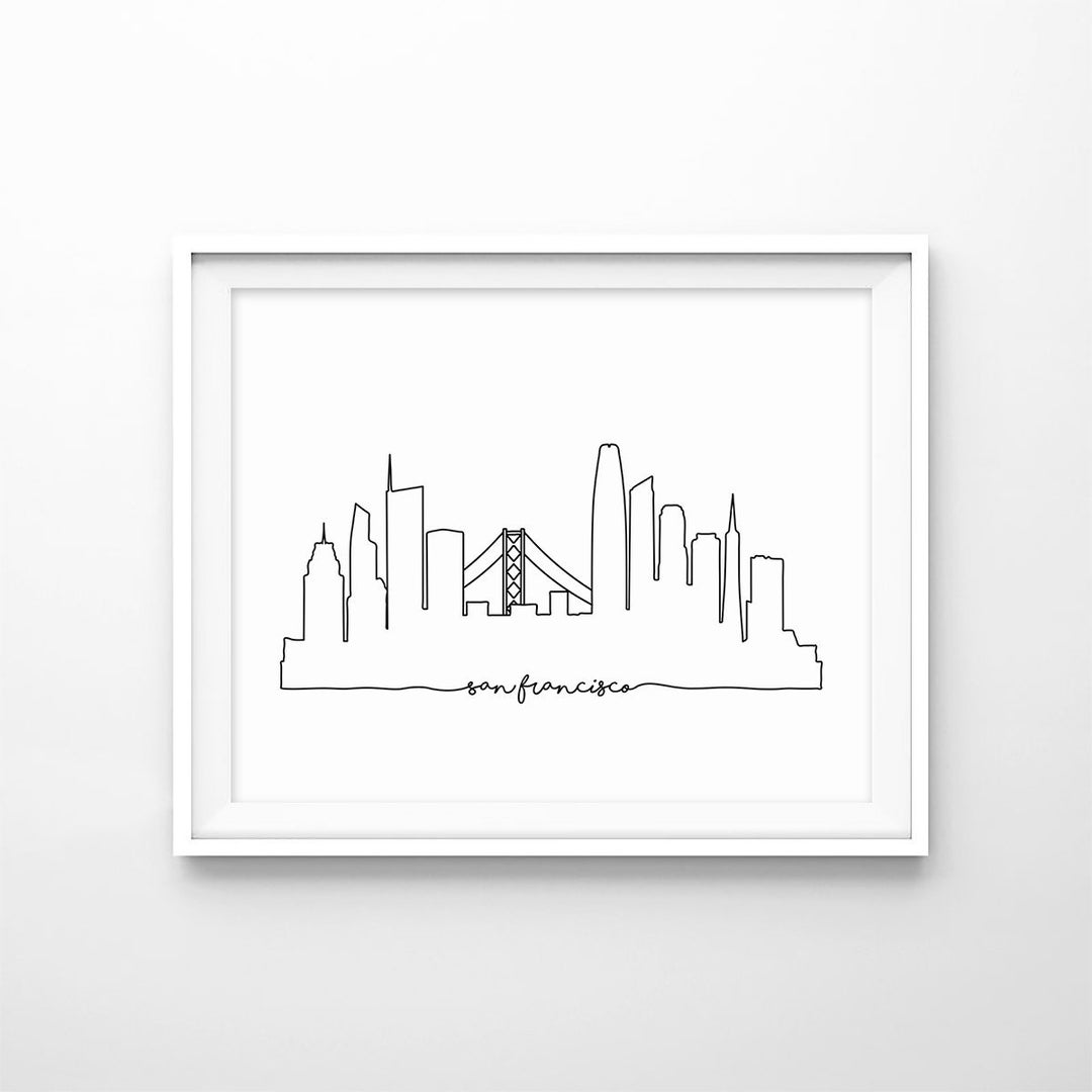 San Francisco Skyline Print, City Skyline Outline Poster, City Skyline ...